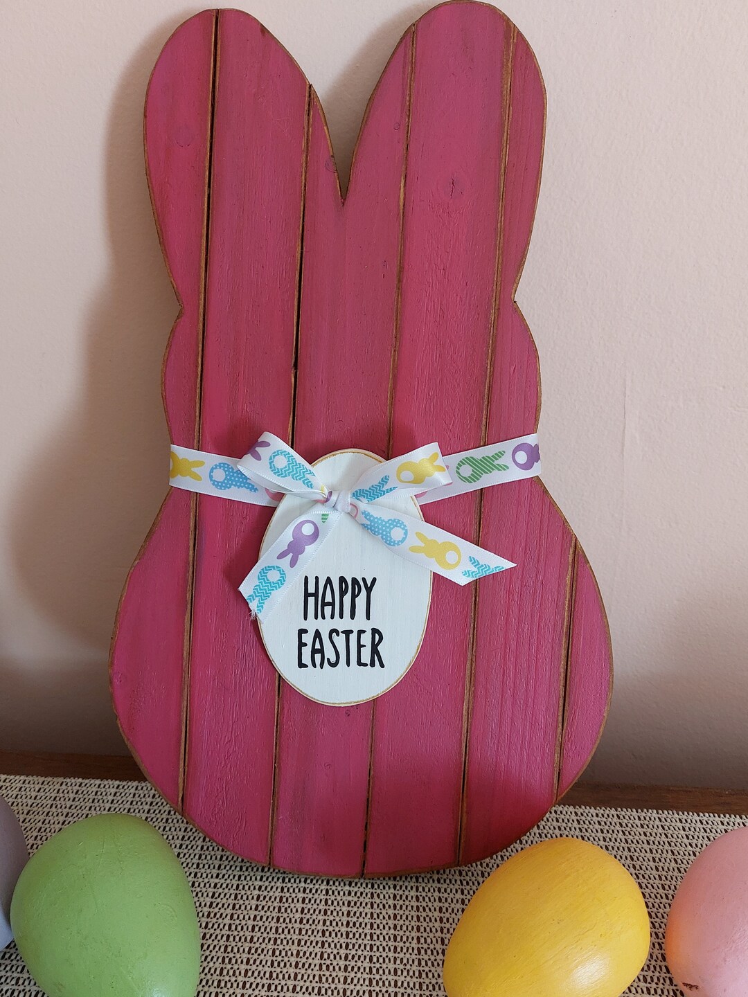 Primitive Wood Easter Bunny Sign Rustic Holiday Decor Prim Shelf Sitter ...