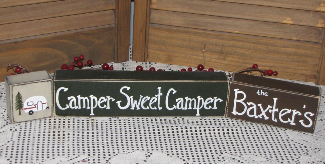 Primitive Personalized Wood Camper Blocks RV Shelf Sitters - Etsy