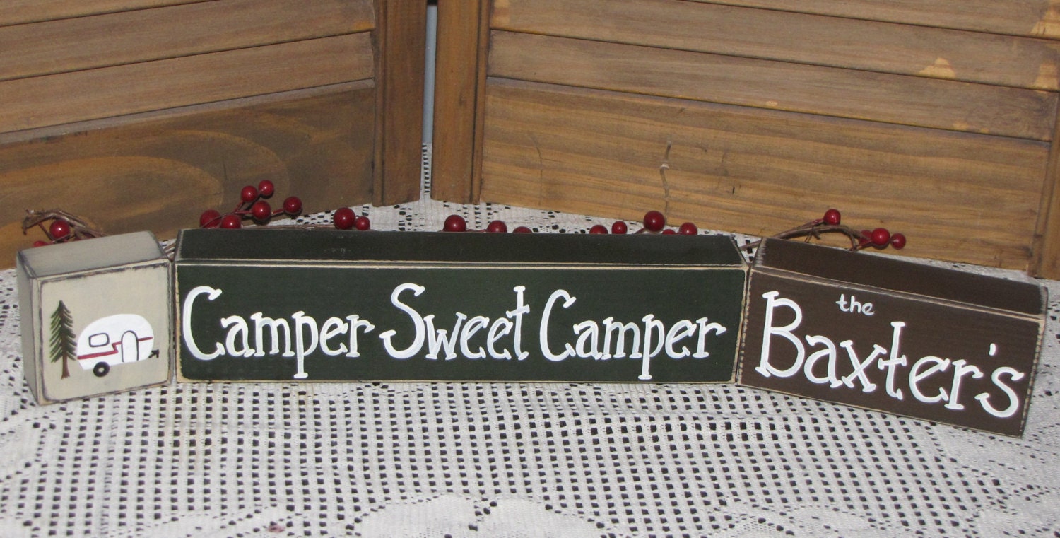 Primitive Personalized Wood Camper Blocks RV Shelf Sitters - Etsy Primitive Personalized Wood Camper Blocks RV Shelf Sitters - Etsy