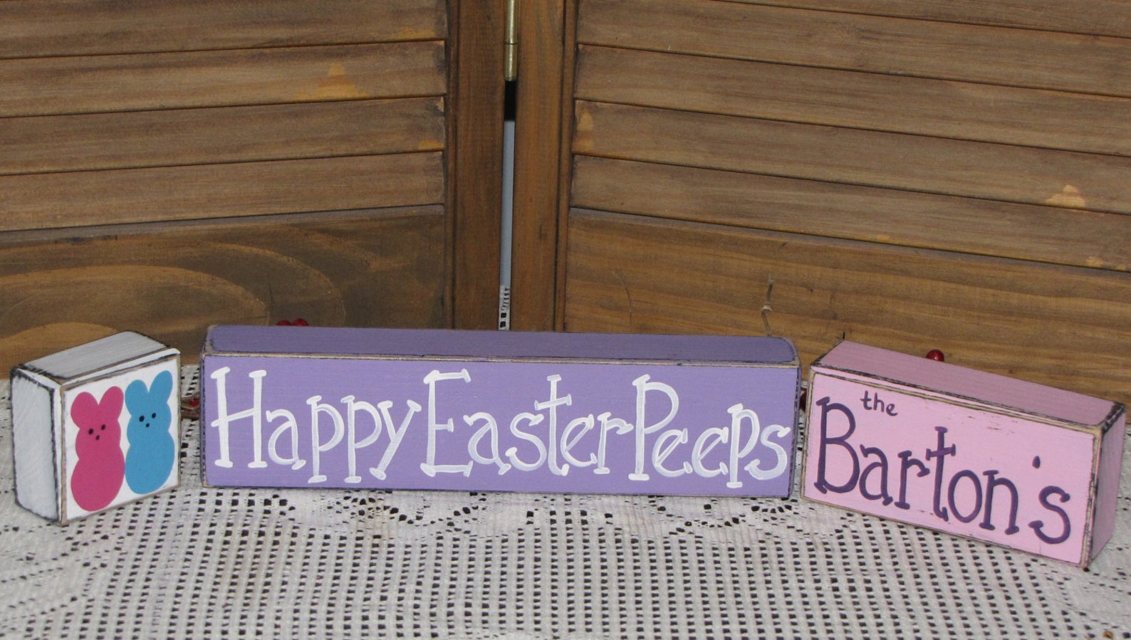 Happy Easter Peeps Wooden Block Set Sign Personalized Easter - Etsy