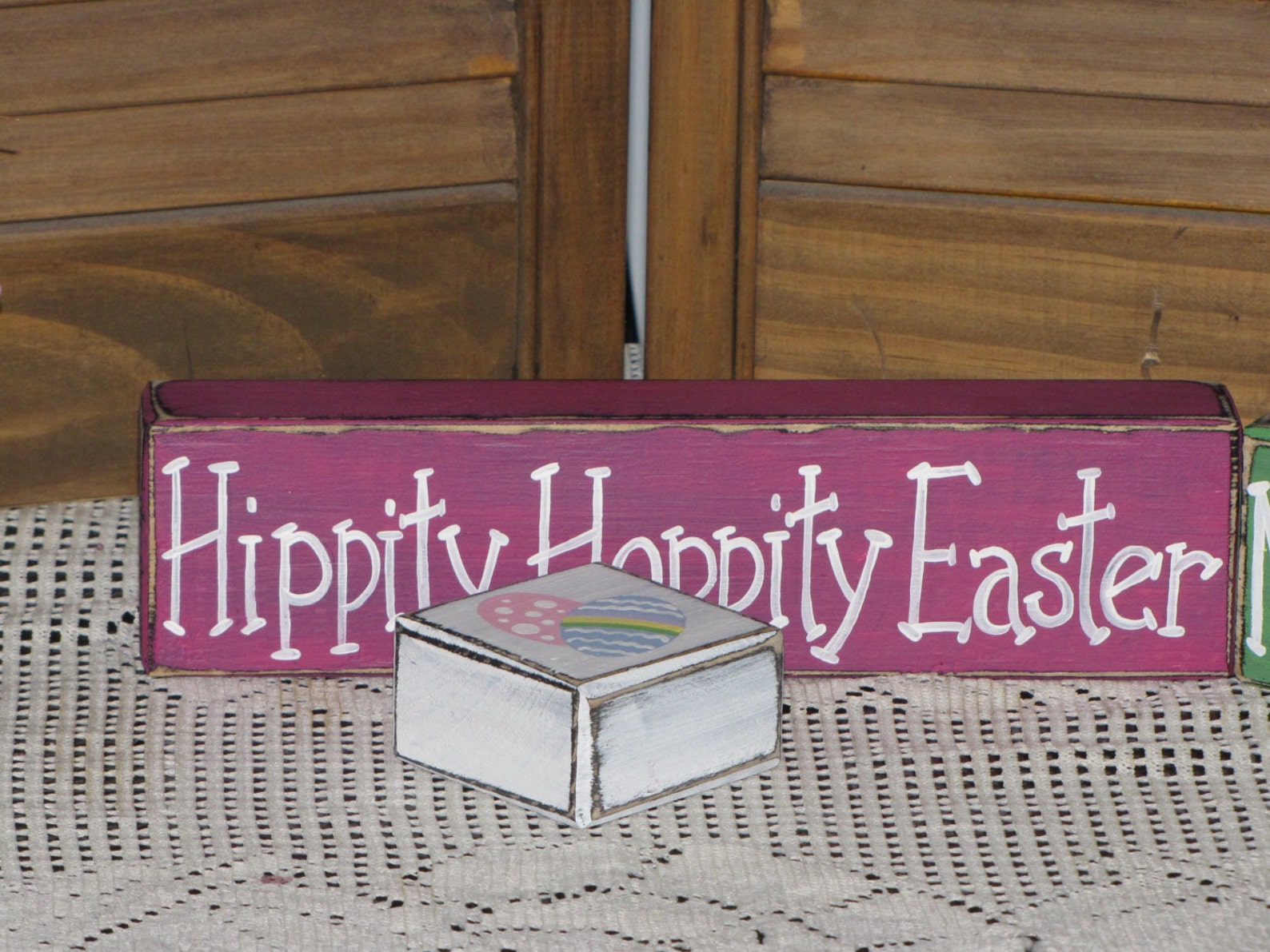 Easter Wooden Block Set Personalized Name Primitive Country - Etsy
