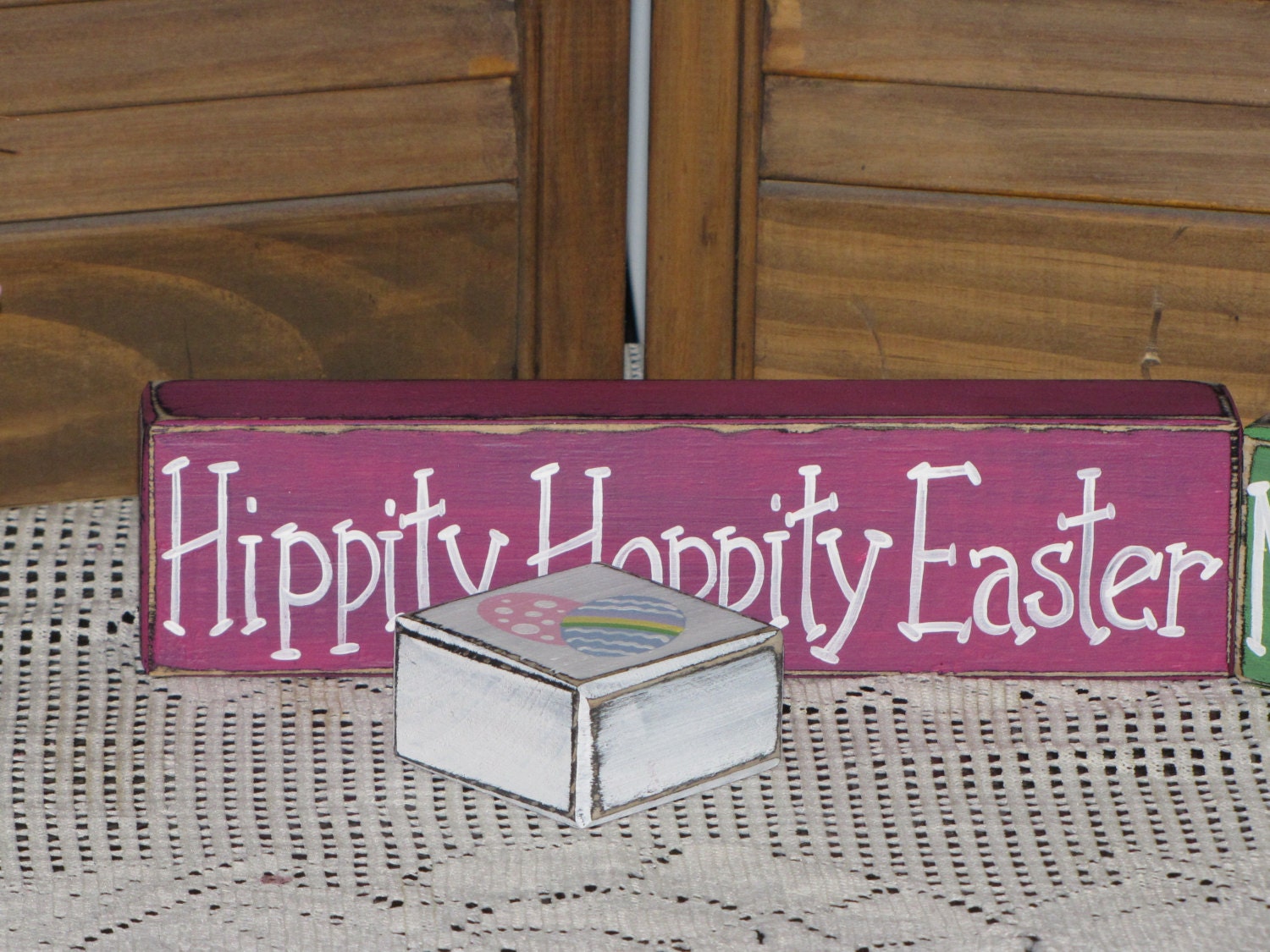 Easter Wooden Block Set Personalized Name Primitive Country | Etsy