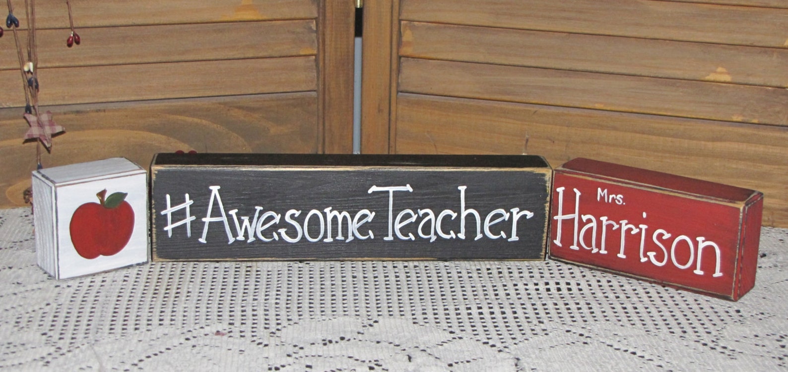 Teacher Gift Personalized Wooden Name Blocks Primitive - Etsy