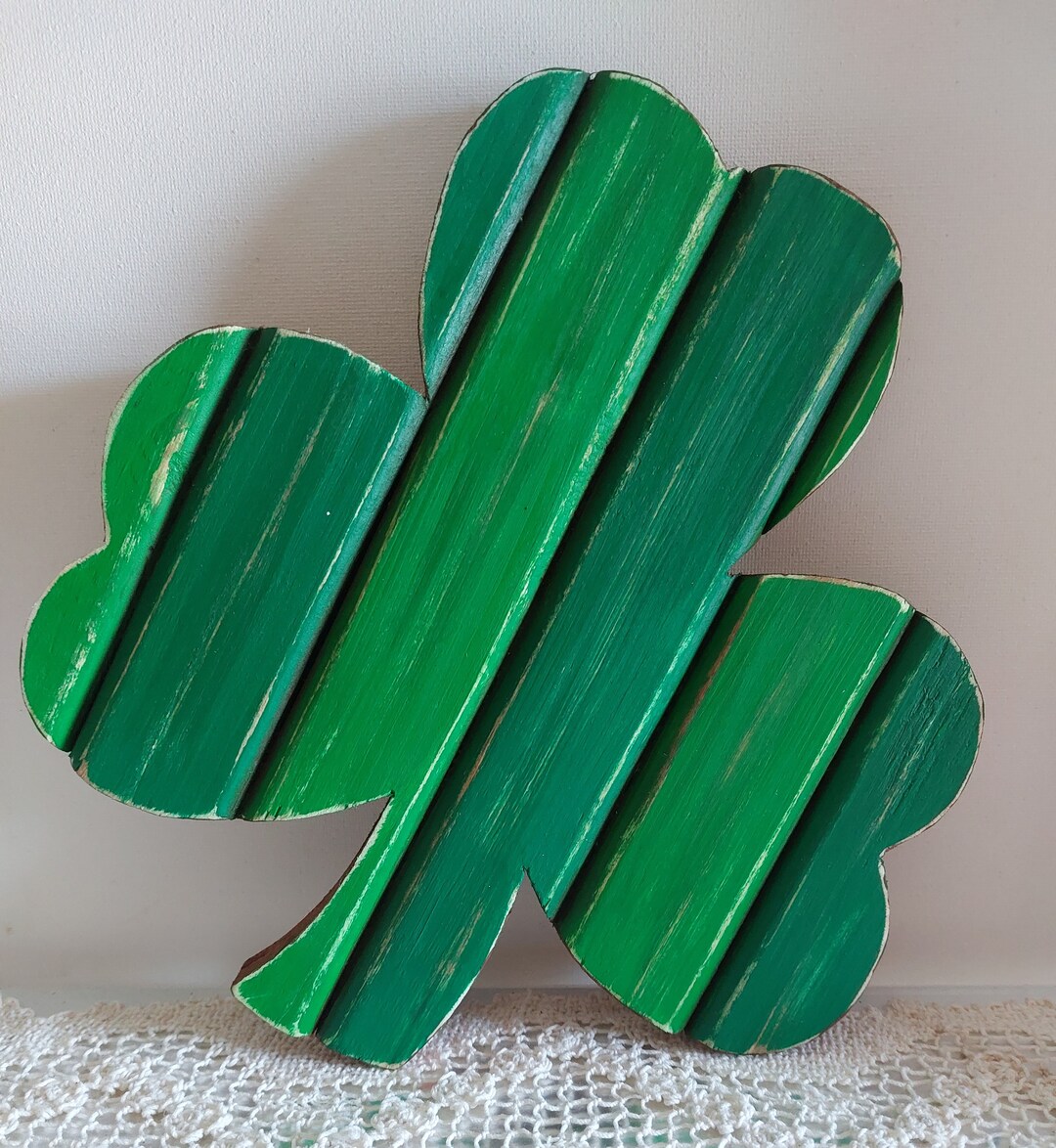 Primitive Irish Wood Shamrock Sign Rustic St Patrick's Shelf Sitter ...