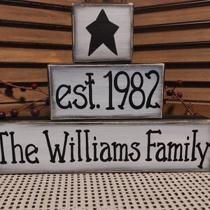 Farmhouse Personalized Wooden Stacking Block Set Rustic Family Name ...