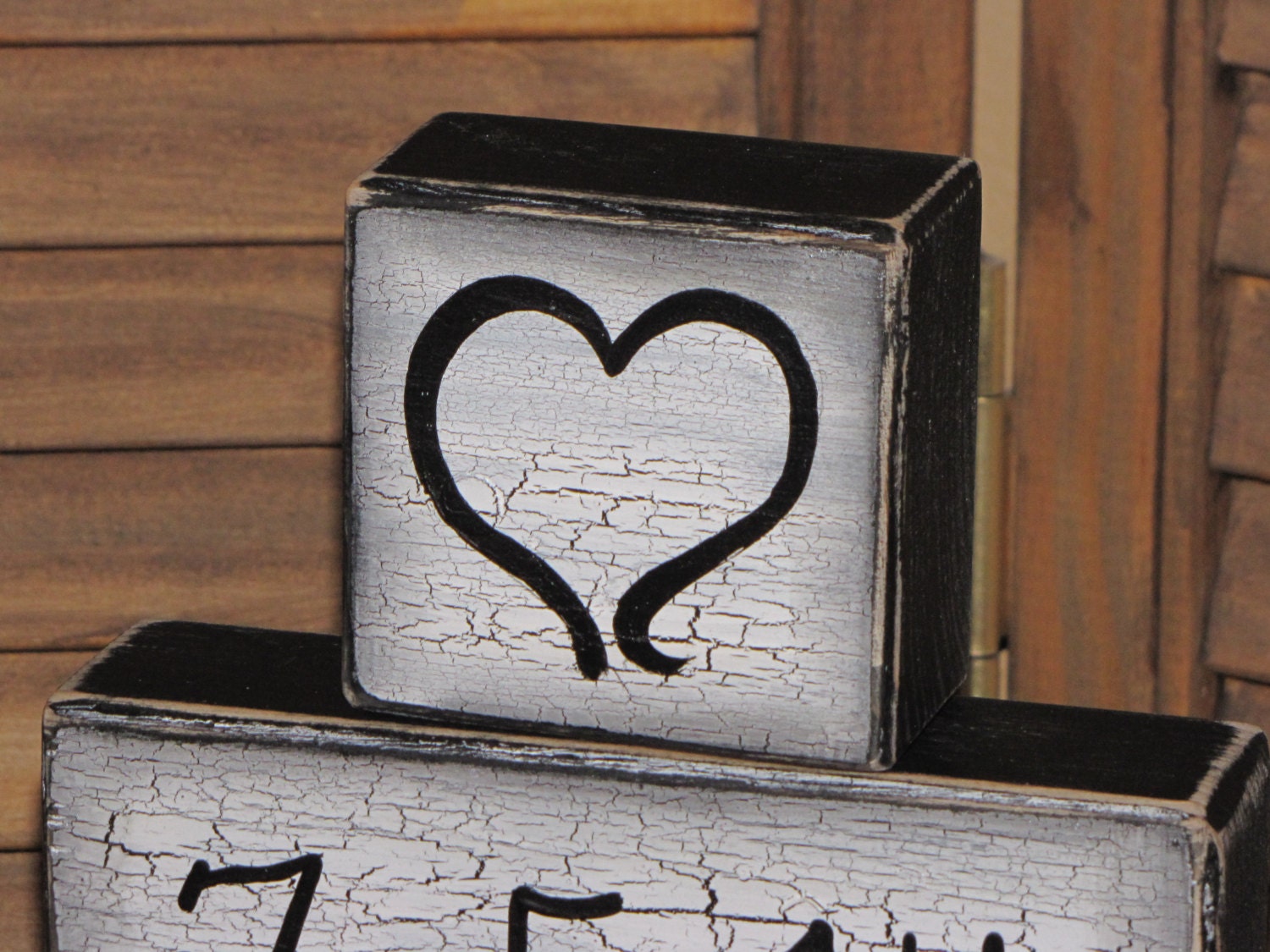 Wedding Anniversary Personalized Wood Block Set Hand Painted - Etsy