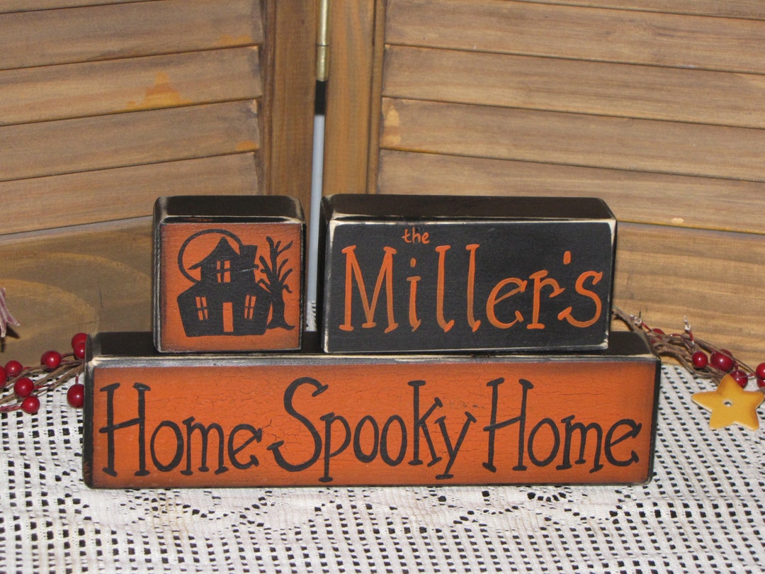 Personalized Prim Wooden Blocks Halloween Home Spooky Home Distressed ...