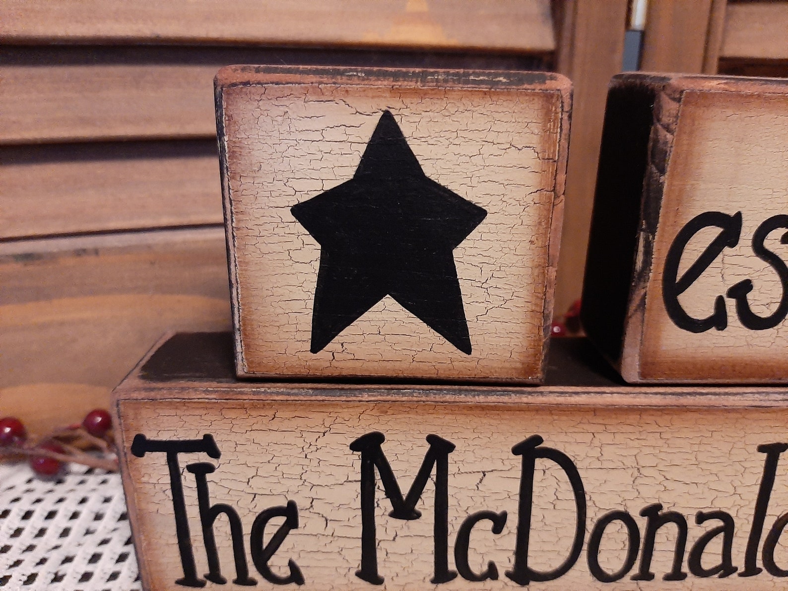 Primitive Personalized Wooden Stacking Block Set Rustic Shelf - Etsy
