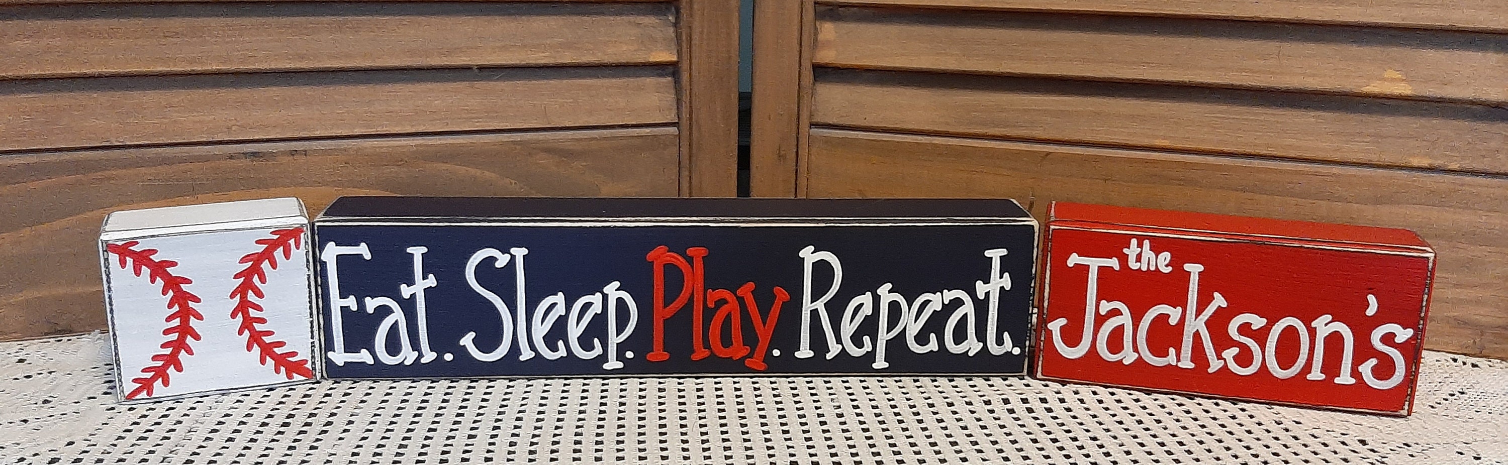 Baseball Wood Primitive Stacking Block Set Personalized Wooden Name ...