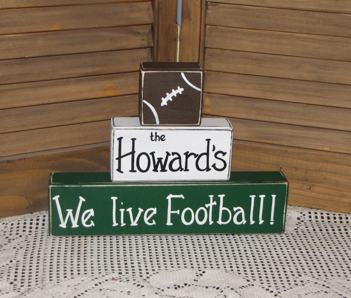 Football Wooden Stacking Blocks Primitive Football Decor Wood | Etsy