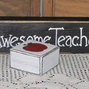 Teacher Gift Personalized Wooden Name Blocks Primitive Classroom Shelf ...