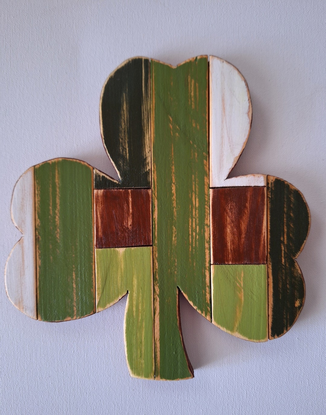 Primitive Irish Wooden Shamrock Sign Rustic Counzry St Patrick's Shelf ...