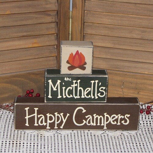 Personalized Wood Camping Blocks RV Shelf Sitter Primitive - Etsy Personalized Wood Camping Blocks RV Shelf Sitter Primitive - Etsy