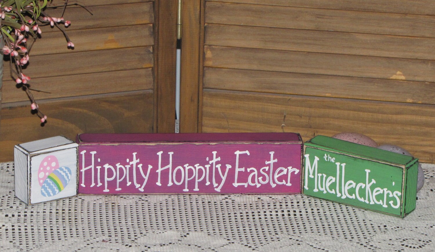 Easter Wooden Block Set Personalized Name Primitive Country | Etsy