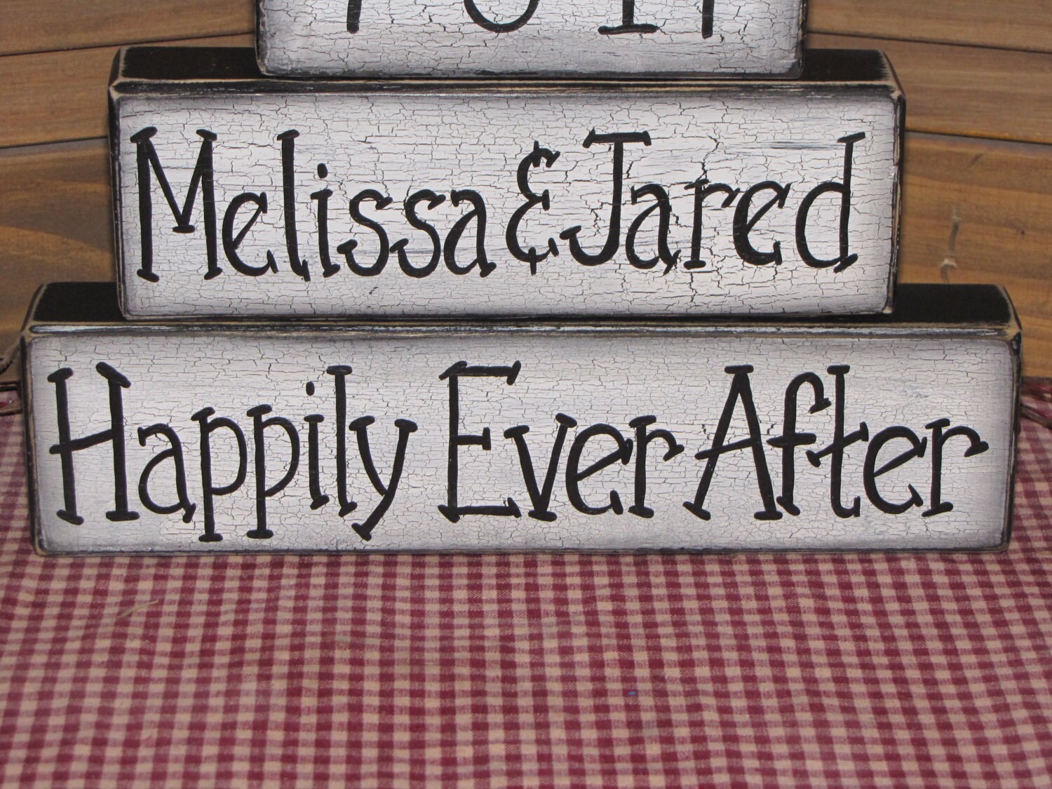 Wedding Anniversary Personalized Wood Block Set Hand Painted | Etsy