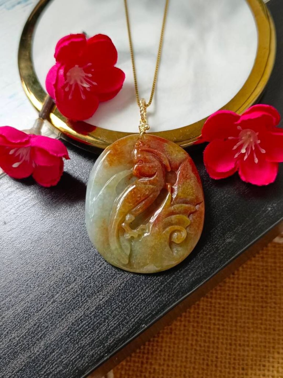Unique Tri Colour Type A Grade A Natural Jadeite Jade Fei Cui Parrot ...