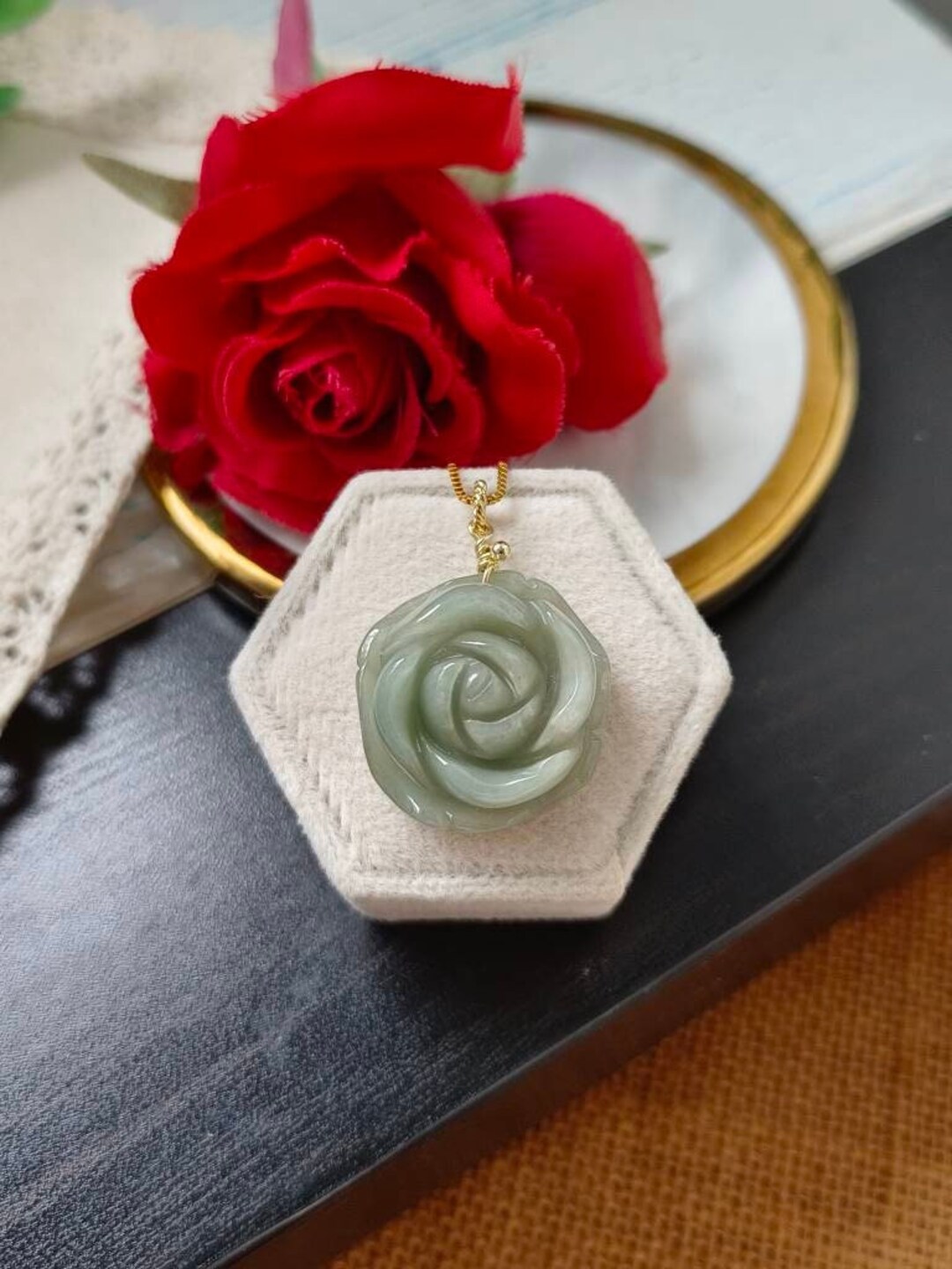 Icy Light Green Type A Grade A Natural Jadeite Jade Fei Cui Rose ...