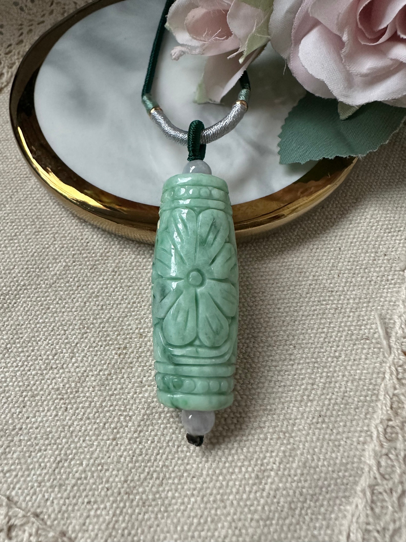 Light Apple Green Type A Grade A Natural Jadeite Jade Fei Cui Vintage ...