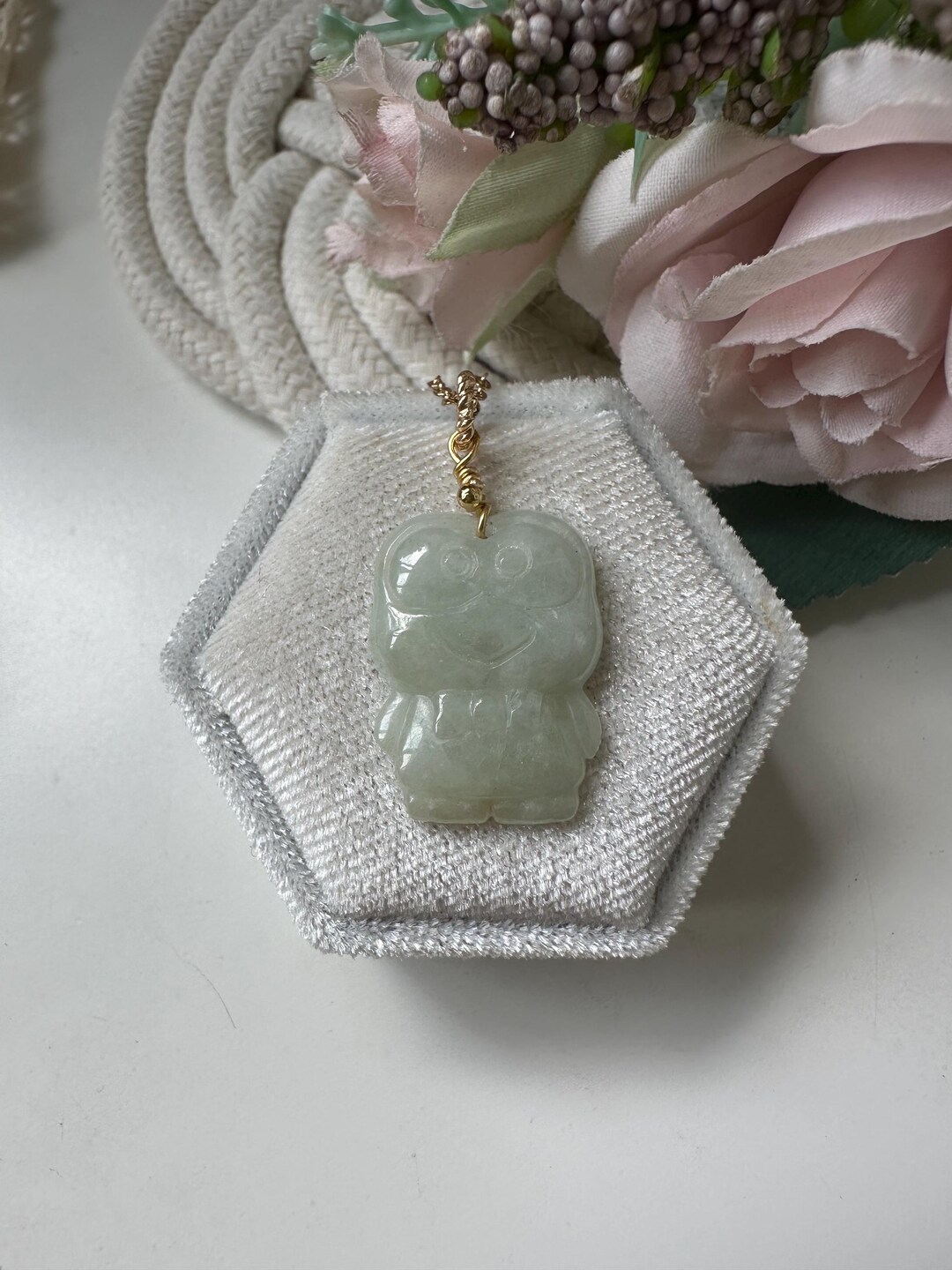Light Faint Green Type A Grade A Natural Jadeite Jade Fei Cui Cute Frog ...