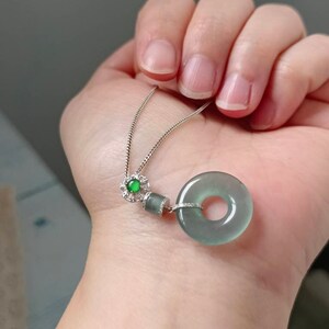 Icy Translucent Light Blue Type A Grade A Natural Jadeite Jade Fei Cui Donut Pendant in 18K ...