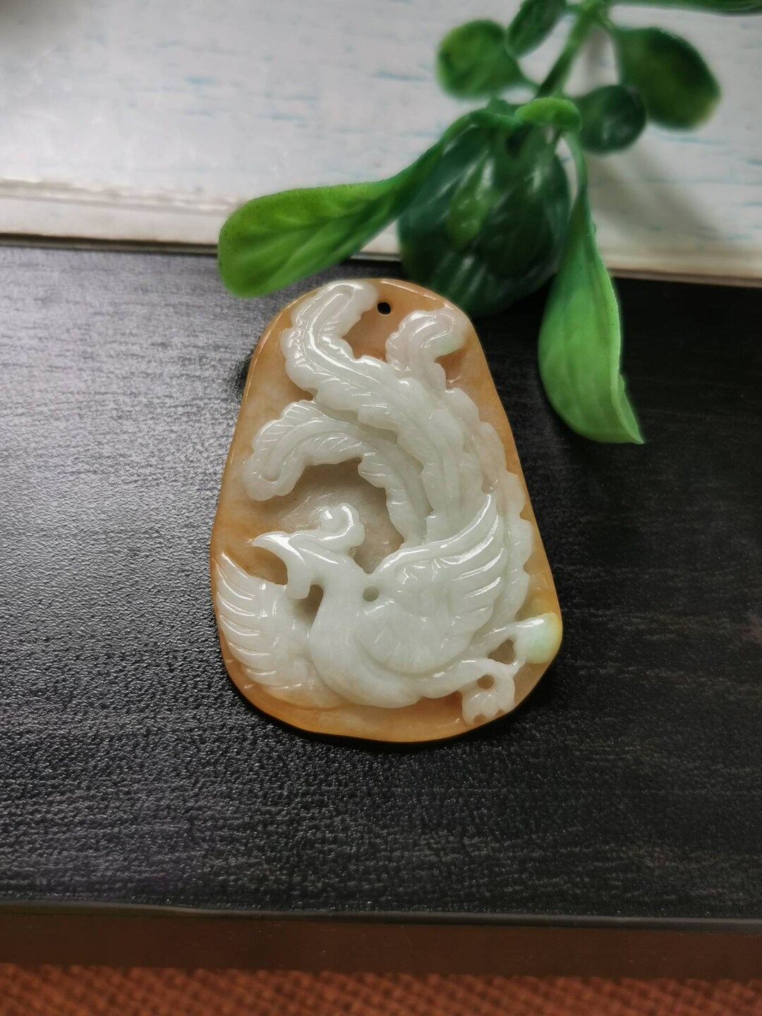 Unique Tri Colour Type A Grade A Natural Jadeite Jade Fei Cui Phoenix ...