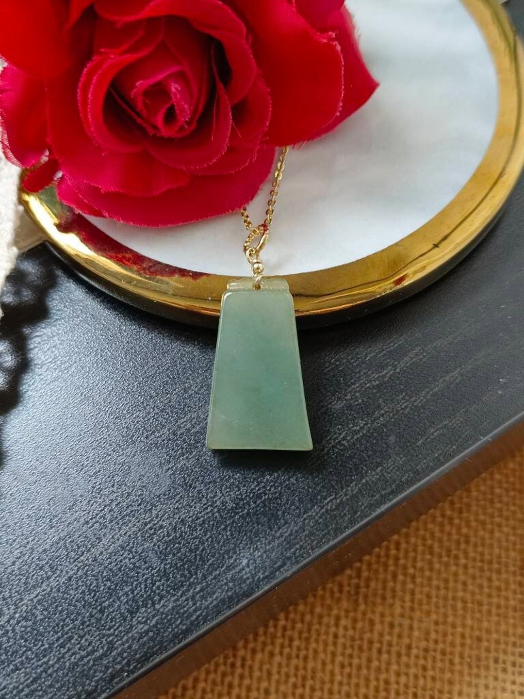 Icy Light Green Type A Natural Jadeite Jade Fei Cui Plain Rectangle ...