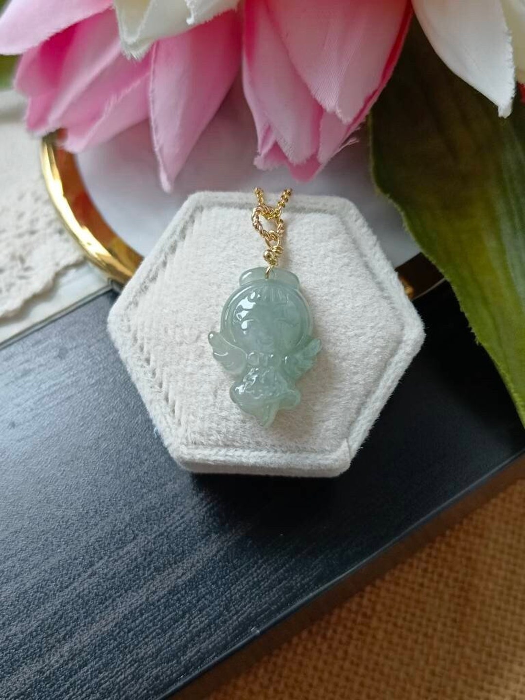 Icy Light Green Type A Grade A Natural Jadeite Jade Fei Cui Angel Fairy ...