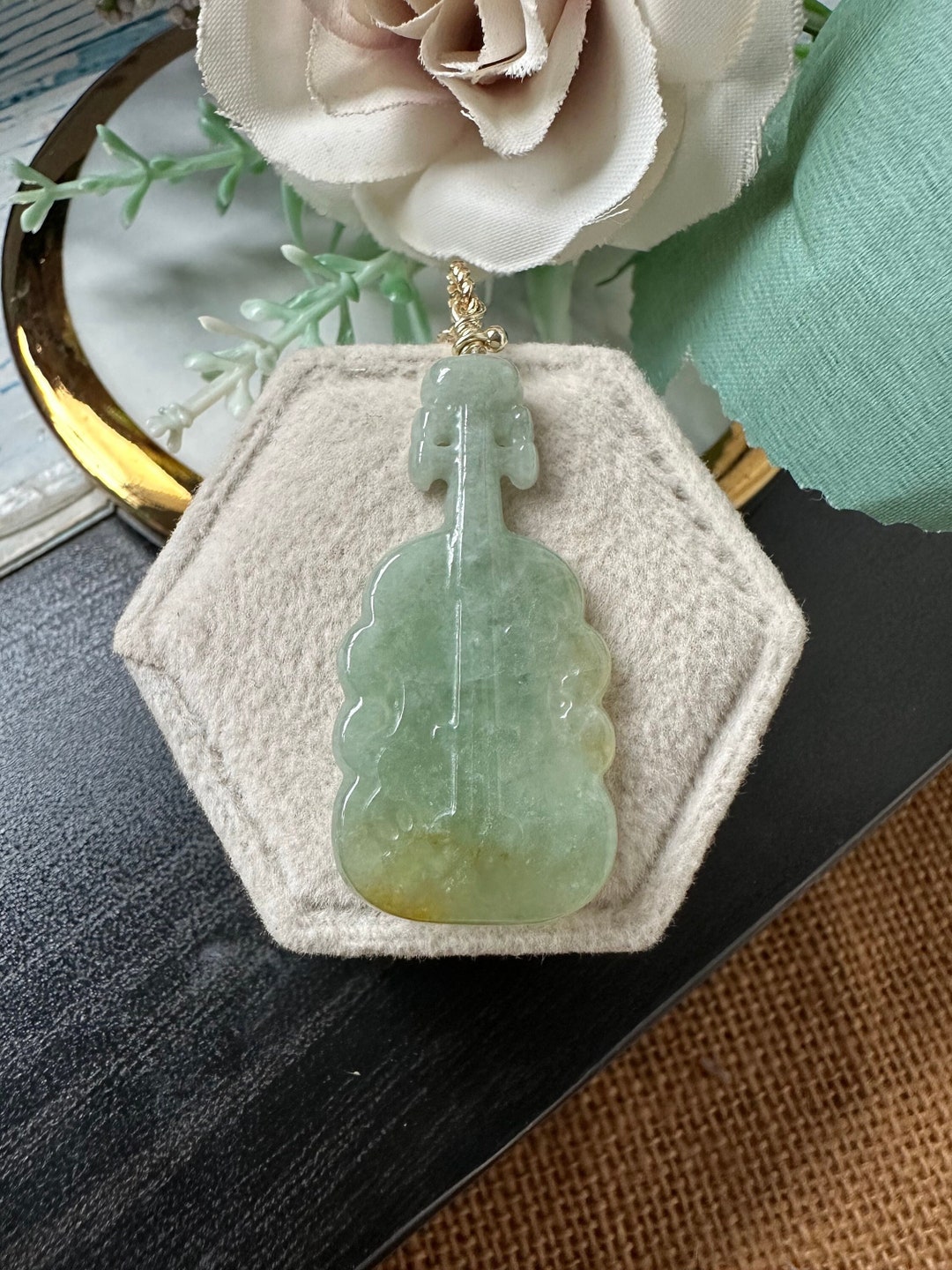 Icy Light Green and Yellow Type A Grade A Natural Jadeite Jade Fei Cui ...
