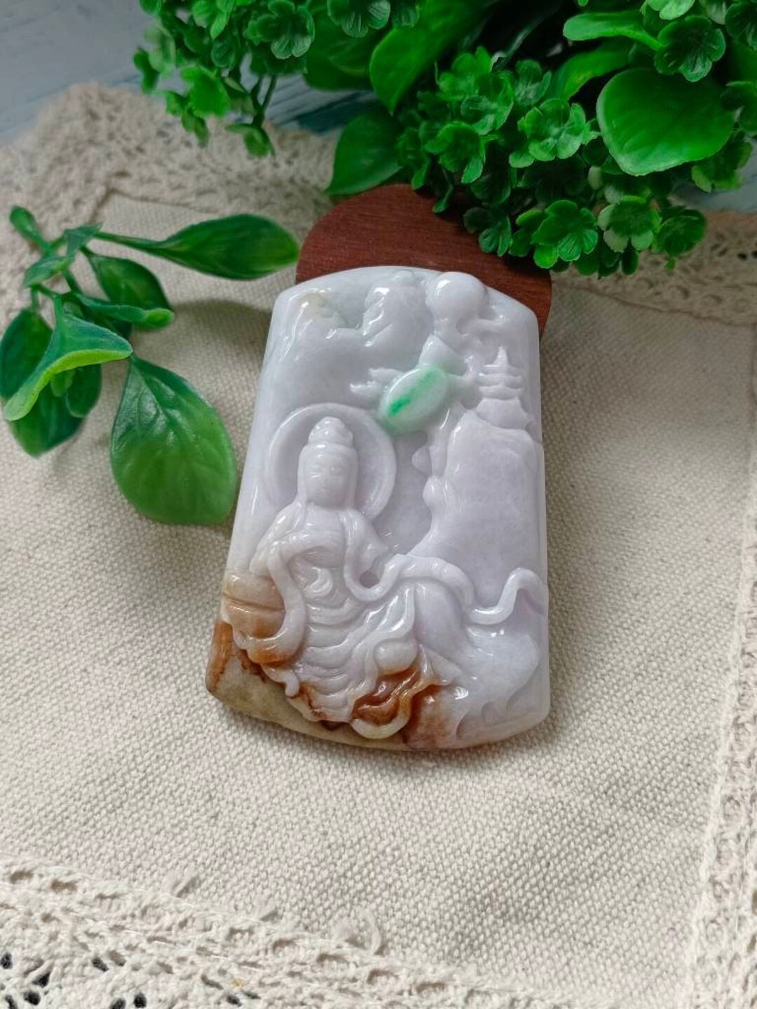 Tri Colour Type A Natural Jadeite Jade Fei Cui Guan Yin Pendant - Etsy