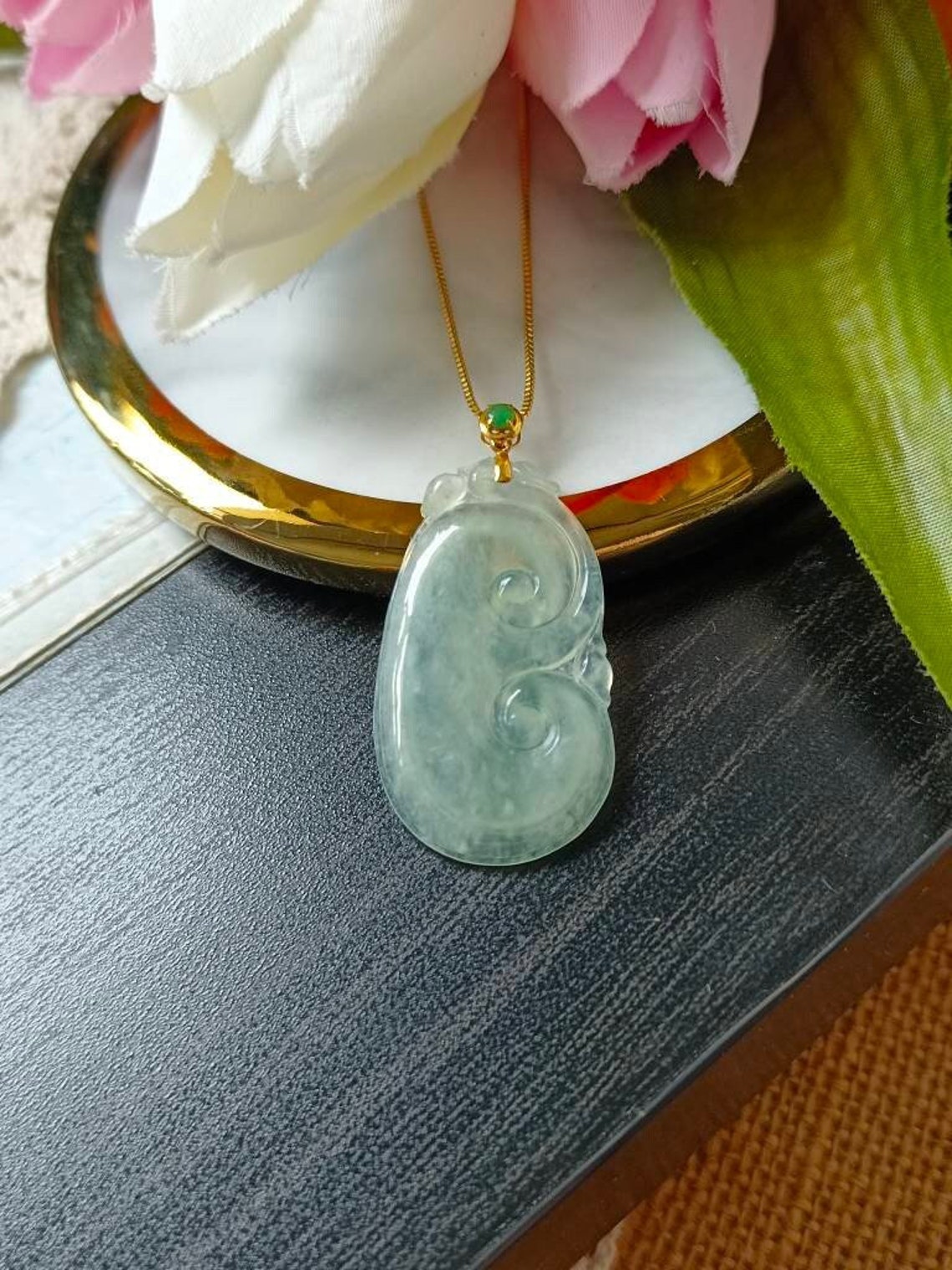 Icy Light Green Type A Grade A Natural Jadeite Jade Fei Cui Ruyi With ...