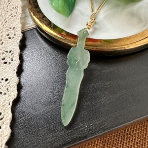 Icy Bluish Floral Green Type A Grade A Natural Jadeite Jade Sword 14K ...