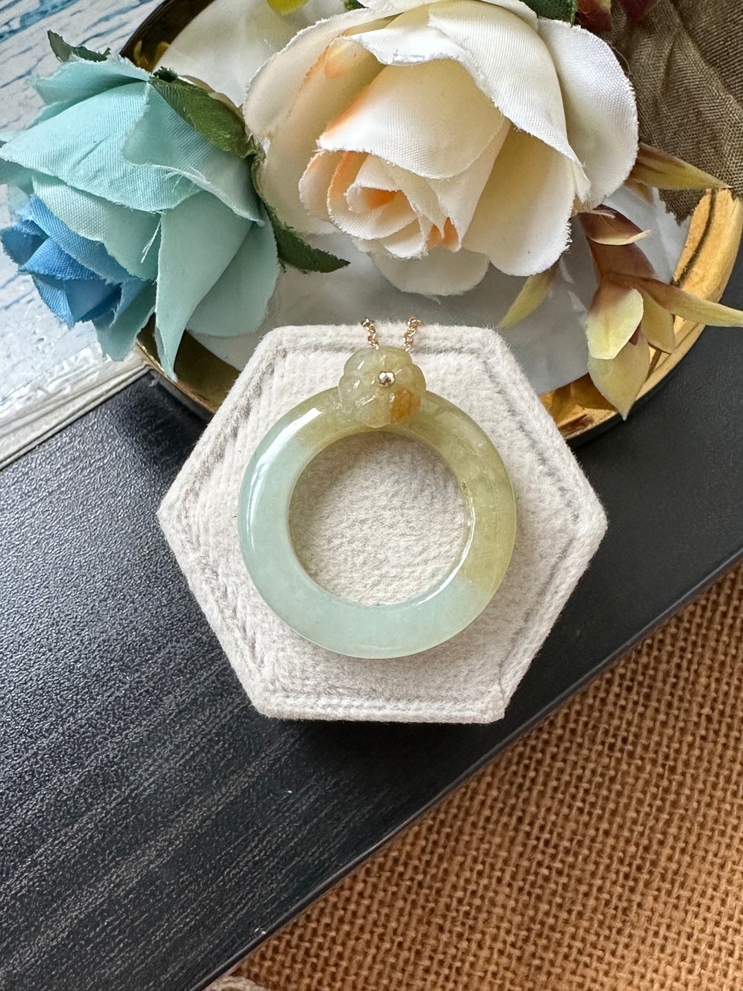 Yellow and Light Green Type A Grade A Natural Jadeite Jade Fei Cui ...