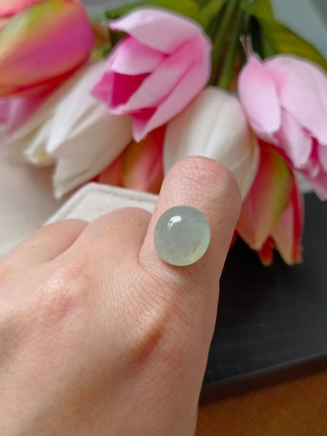 7.95 Carats Icy Light Faint Green Type A Natural Jadeite Jade Fei Cui ...