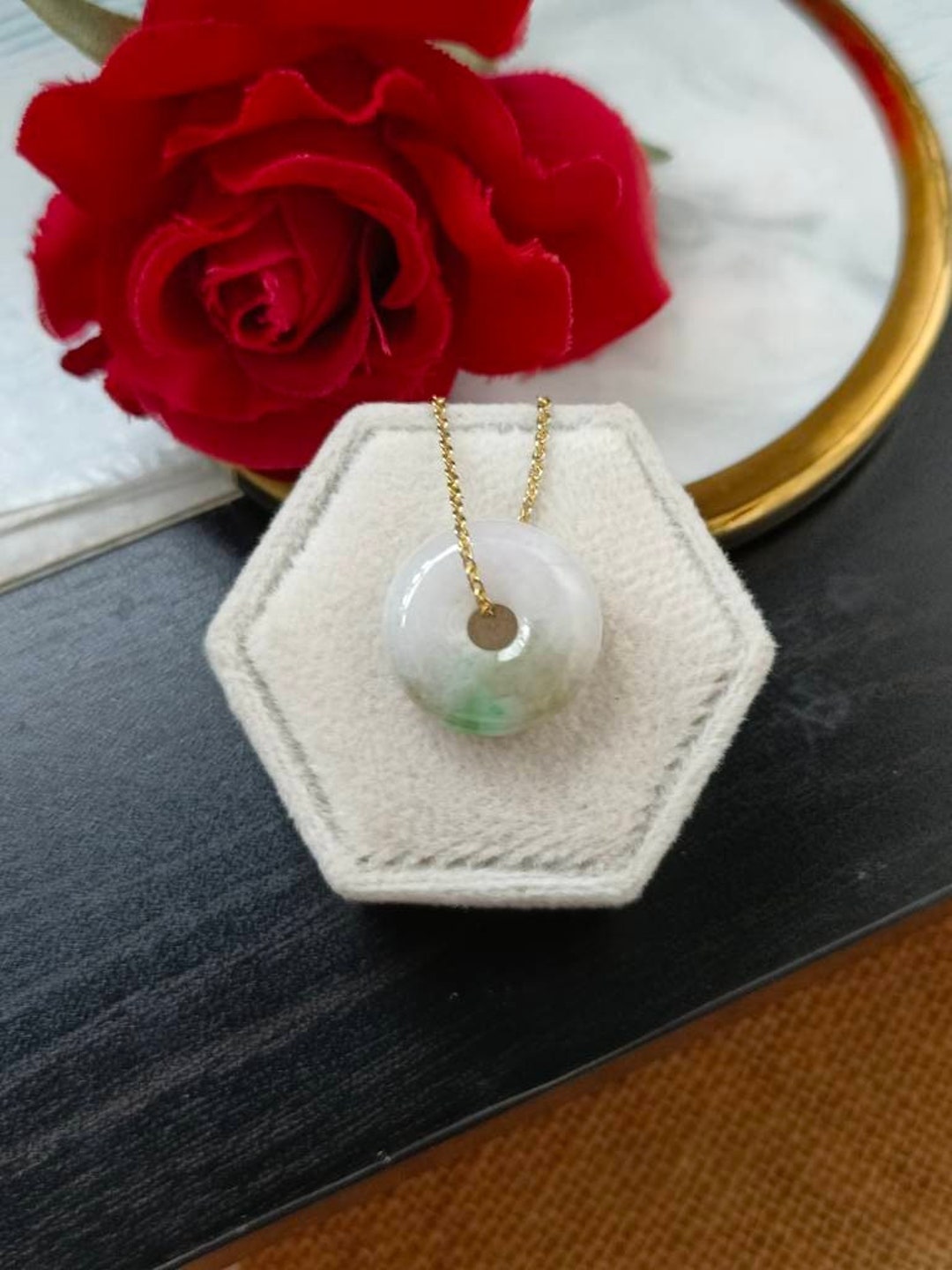 17.8MM Tri Colour Type A Grade A Natural Jadeite Jade Fei Cui Donut ...
