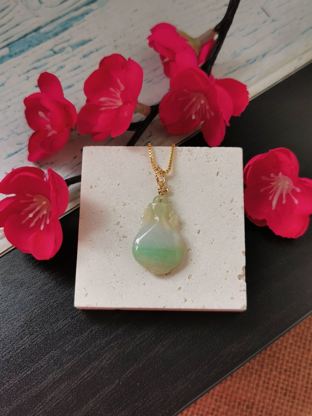 Tri Colour Type A Grade A Natural Jadeite Jade Fei Cui Traditional Vase ...