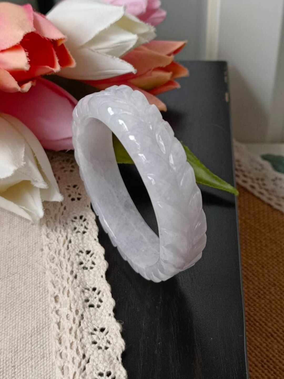 53.6MM Icy Lilac Type A Natural Jadeite Jade Fei Cui Carving Bangle - Etsy