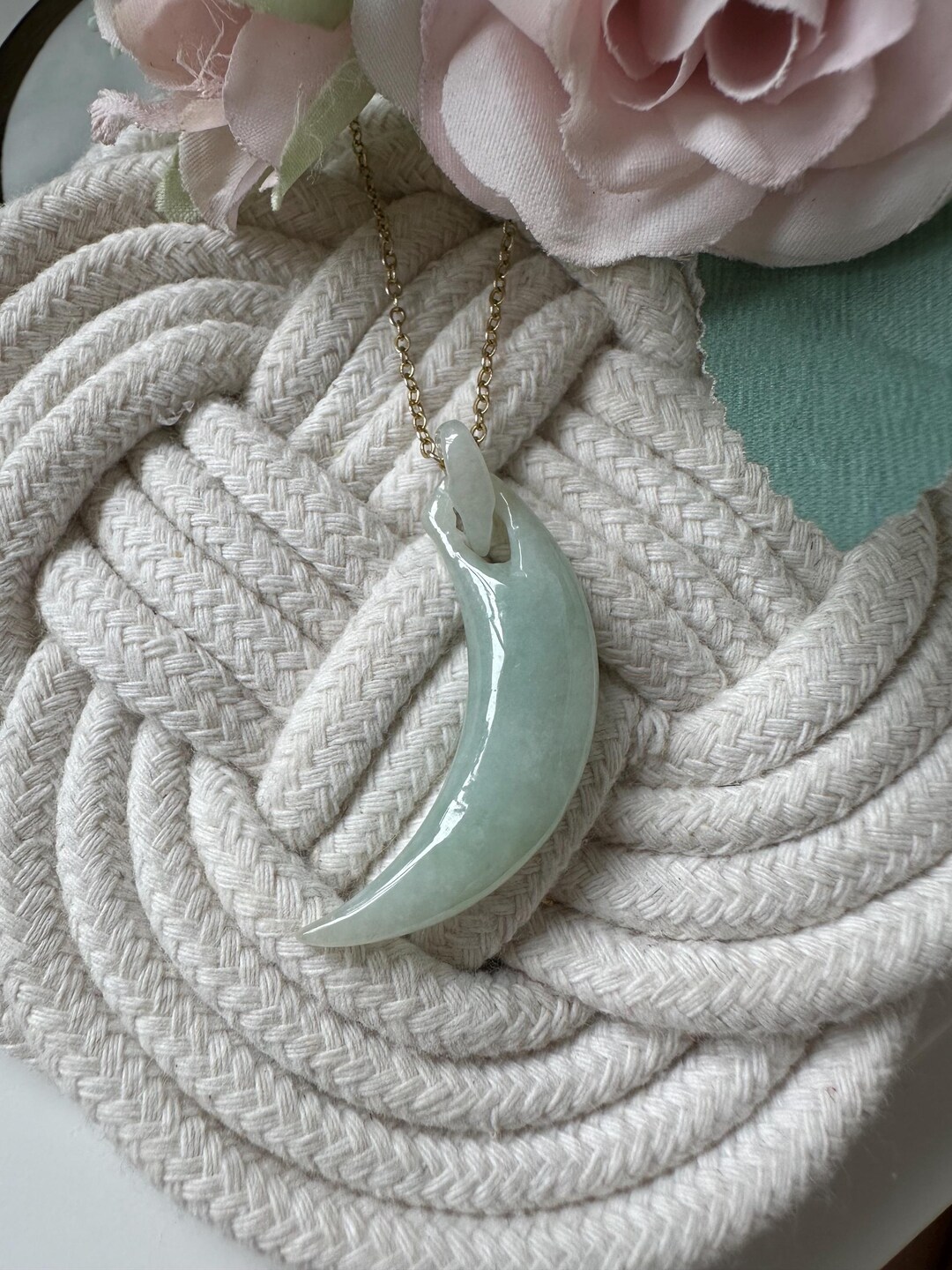 Pastel Green Type A Grade A Natural Jadeite Jade Fei Cui Interlocking ...