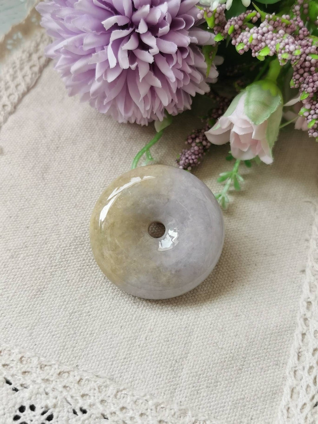 41.2MM Unique Tri Colour Type A Grade A Natural Jadeite Jade Fei Cui ...