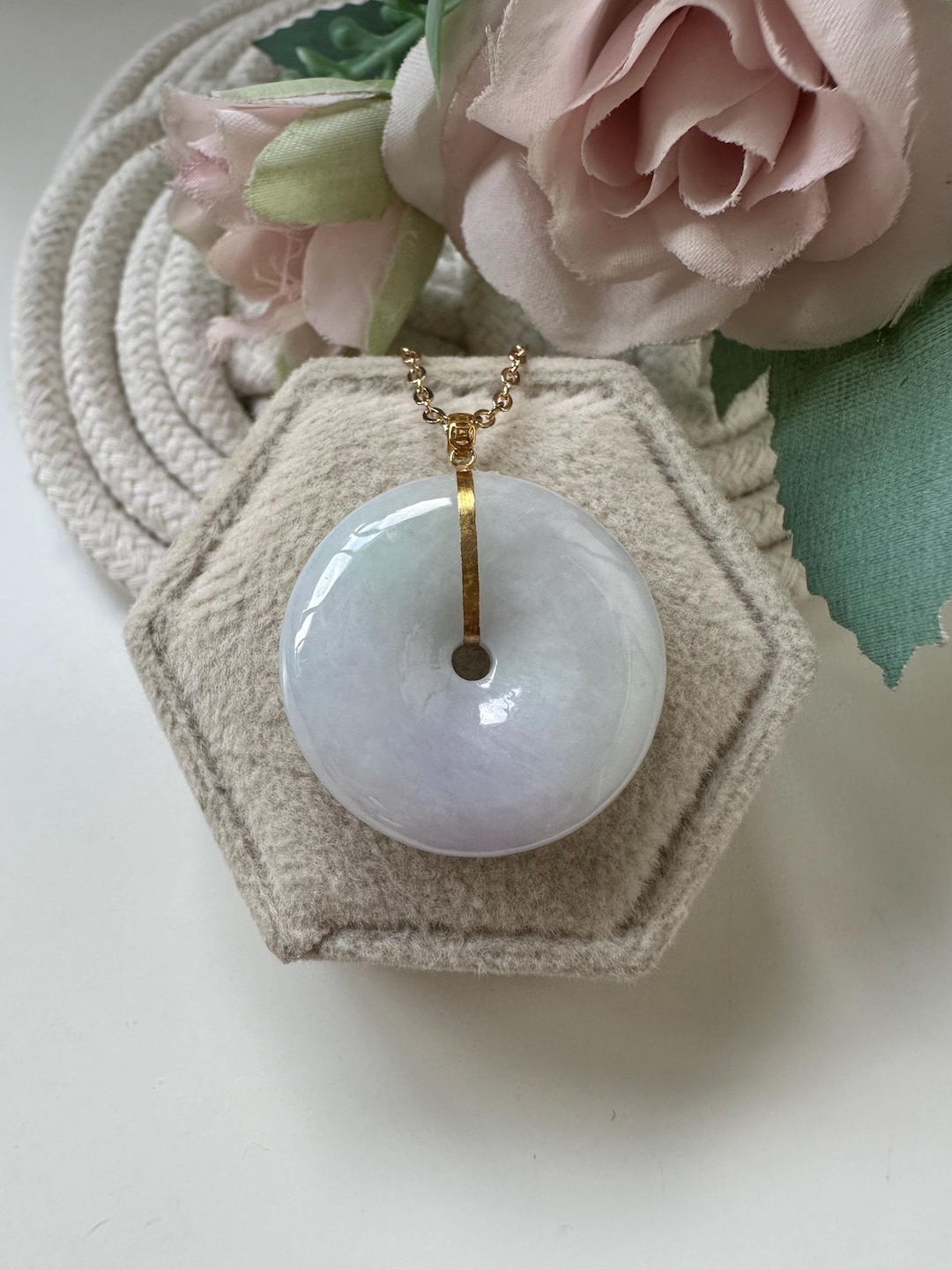 24MM Lilac and Light Green Type A Grade A Natural Jadeite Jade Fei Cui ...