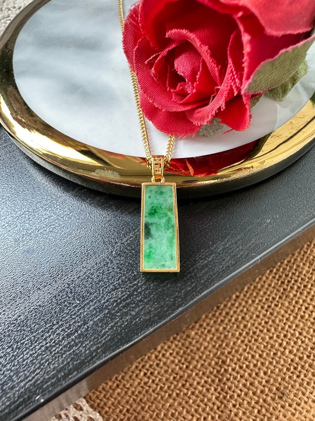 Apple Green Vein Type A Grade A Natural Jadeite Jade Fei Cui Plain ...