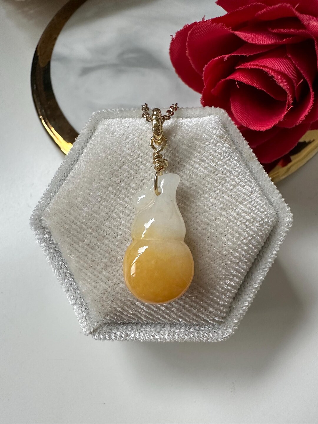 Yellow and White Type A Grade A Natural Jadeite Jade Fei Cui Small ...