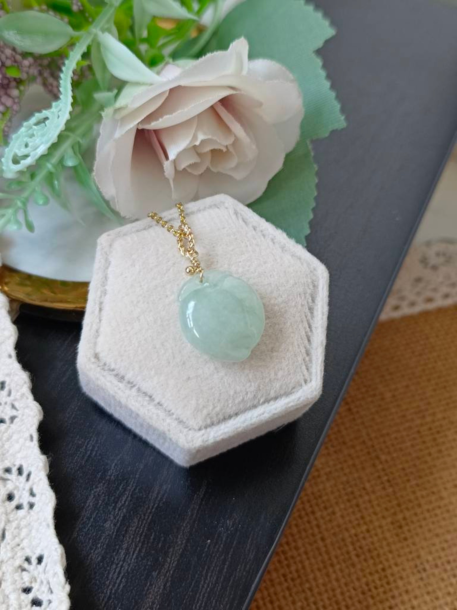 Icy Light Floral Green Type A Grade A Natural Jadeite Jade Fei Cui ...
