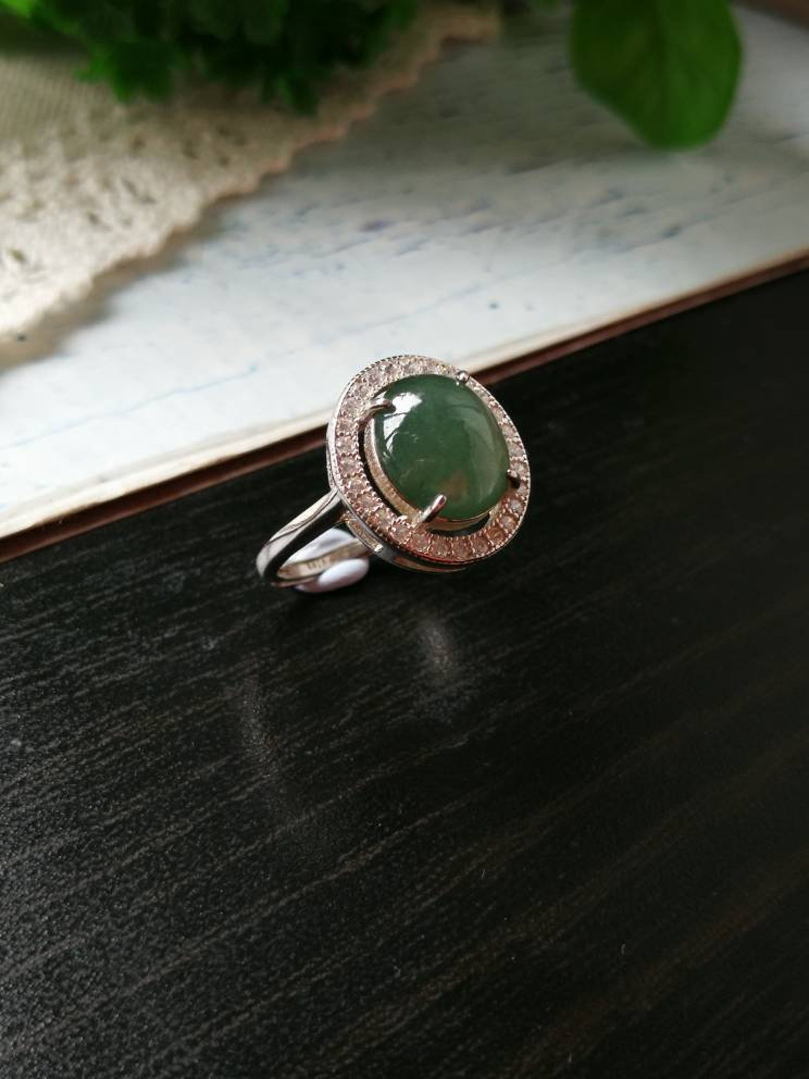 Olive Green Translucent Type A Grade A Natural Jadeite Jade Fei Cui 925 ...