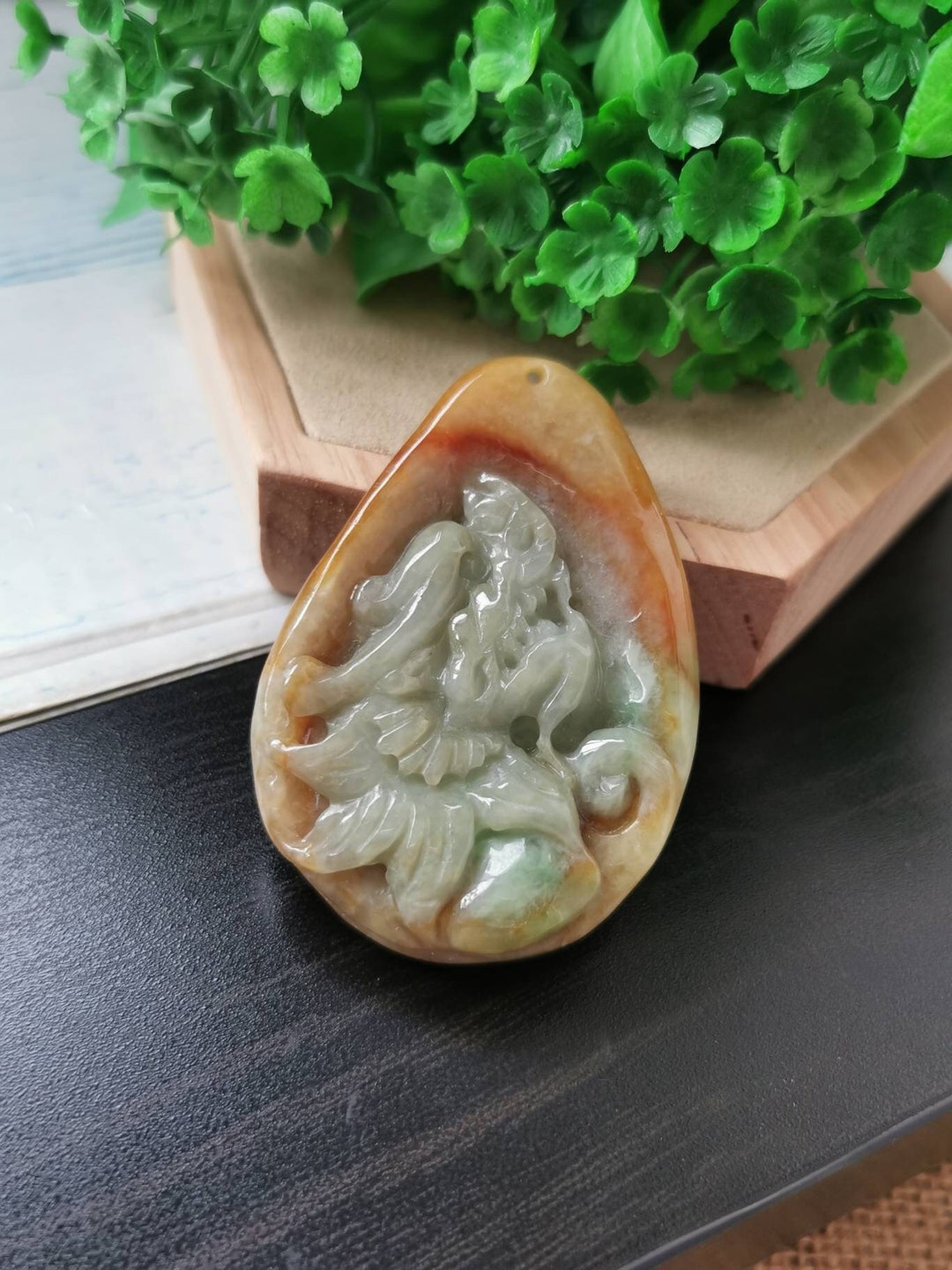 Unique Tri Colour Type A Grade A Natural Jadeite Jade Fei Cui Dragon ...