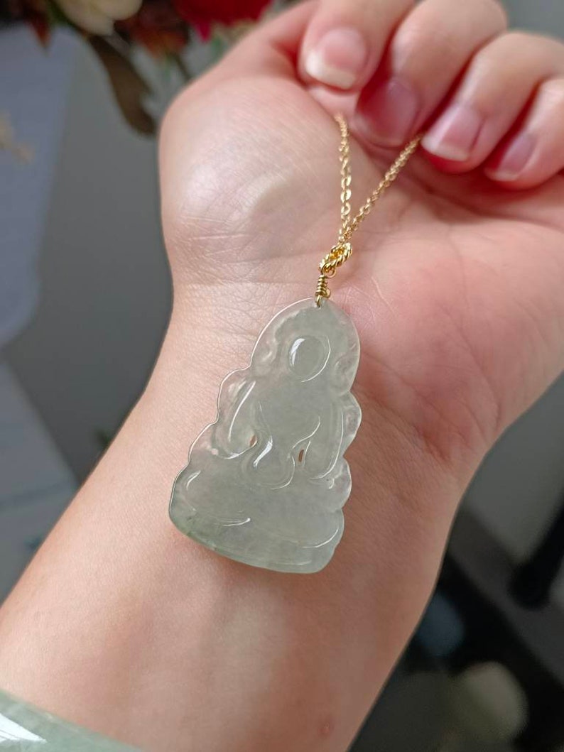 Icy Light Faint Green Type A Natural Jadeite Jade Fei Cui Guan - Etsy