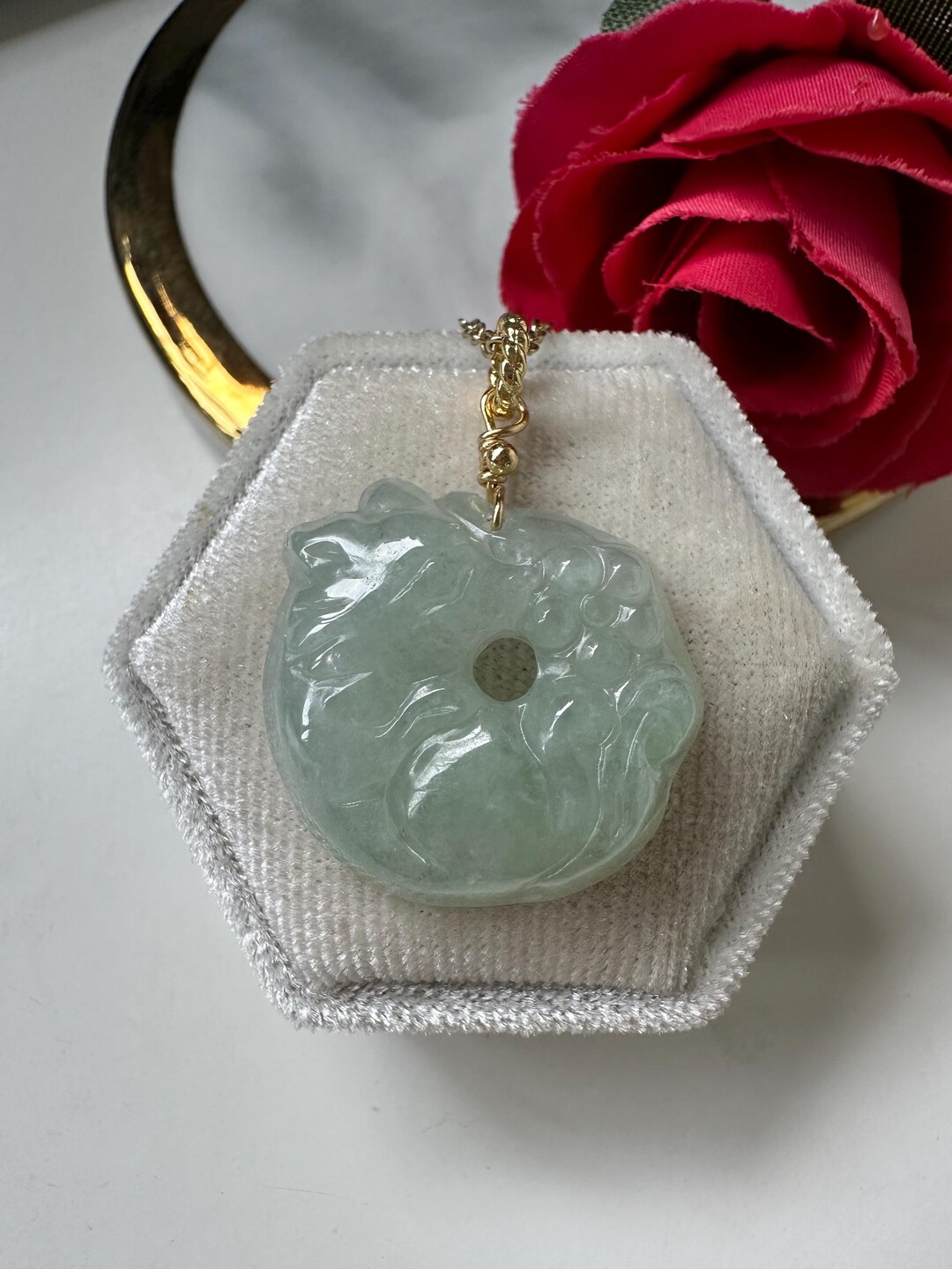 Icy Light Faint Green Type A Grade A Natural Jadeite Jade Fei Cui Fox ...
