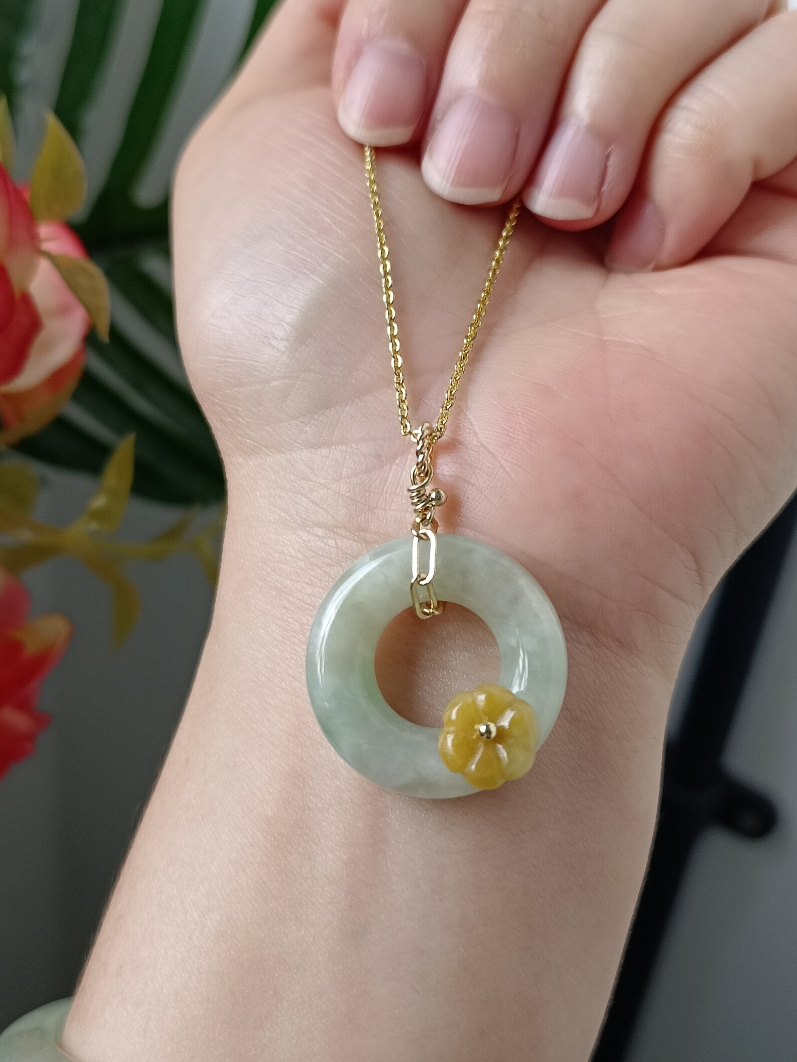 Icy Light Green and Yellow Type A Grade A Natural Jadeite Jade Fei Cui ...