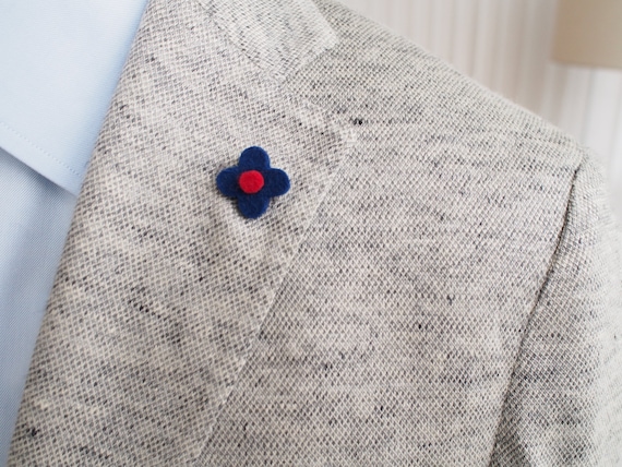 Royal Blue Lapel Pin in Premium Thick Wool/mens Flower Lapel | Etsy Canada