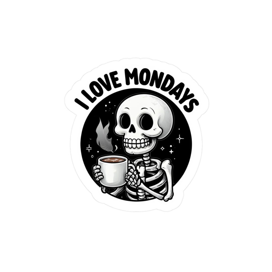 Cute Skeleton Monday Vinyl Decals, I Love Mondays Stickers, Fun Office ...