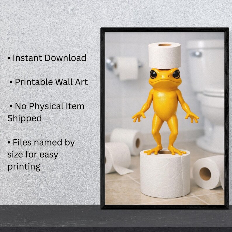 Golden Poison Frog Bathroom Wall Art Printable | Funny Toilet Paper Art ...